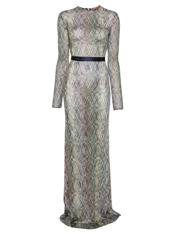 Missoni Zigzag Knit Open-back Maxi Dress - Grey