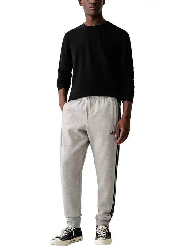 Adidas Logo-embroidered Stripe-detail Track Pants - Grey