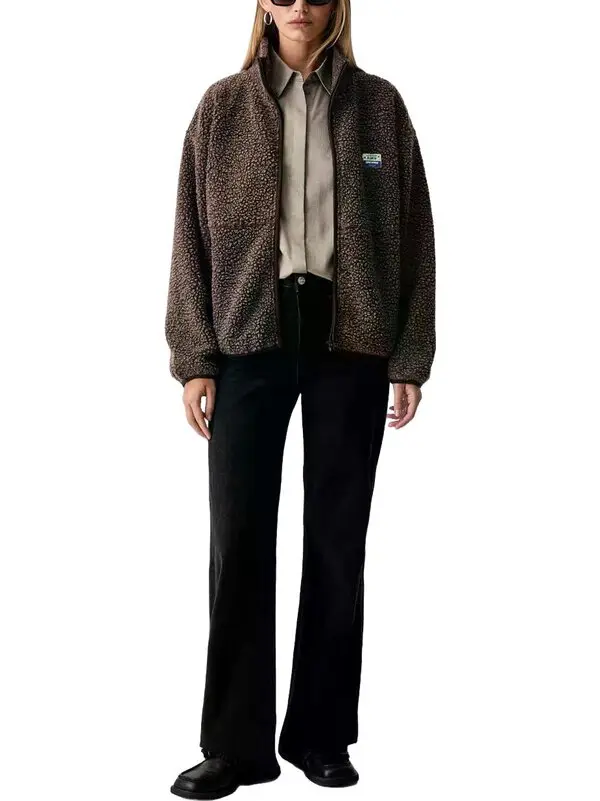 American Vintage Hoktown Fleece-texture Zip-up Jacket - Brown