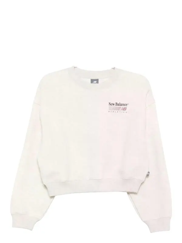 NEW BALANCE Cropped Logo Print Sweater - Neutrals