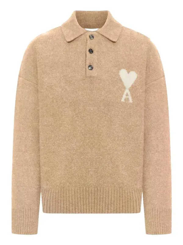 AMI Paris De Coeur Alpaca Sweater - Neutrals