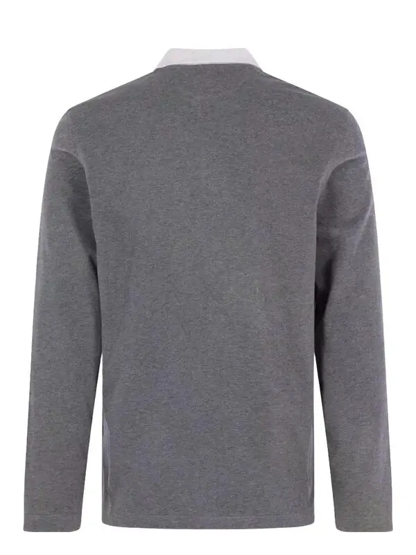 Brunello Cucinelli Logo-embroidered Long-sleeve Polo Shirt - Grey