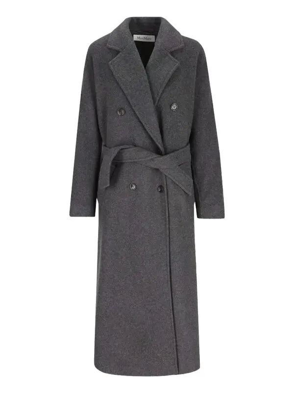 Max Mara Belted Double-breasted Coat - Grey