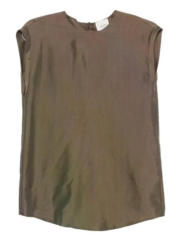 ALYSI Cap-sleeve Curved-hem Top - Brown