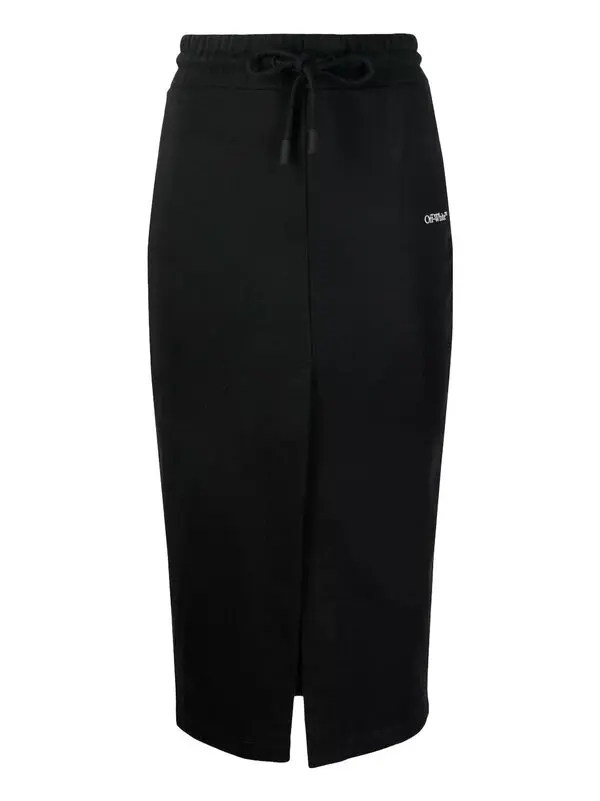 Off-White Drawstring Pencil Skirt - Black