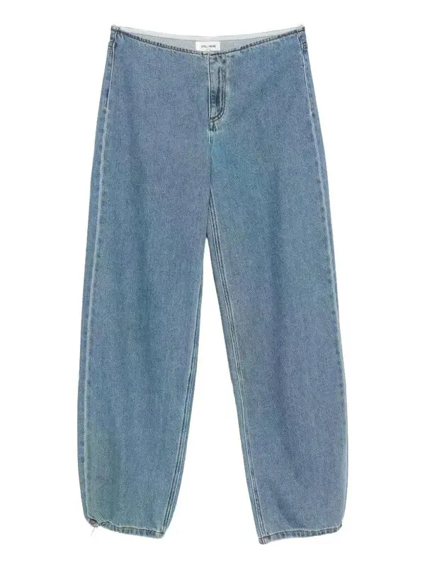 Still Here Drawstring-hem Wide-leg Jeans - Blue