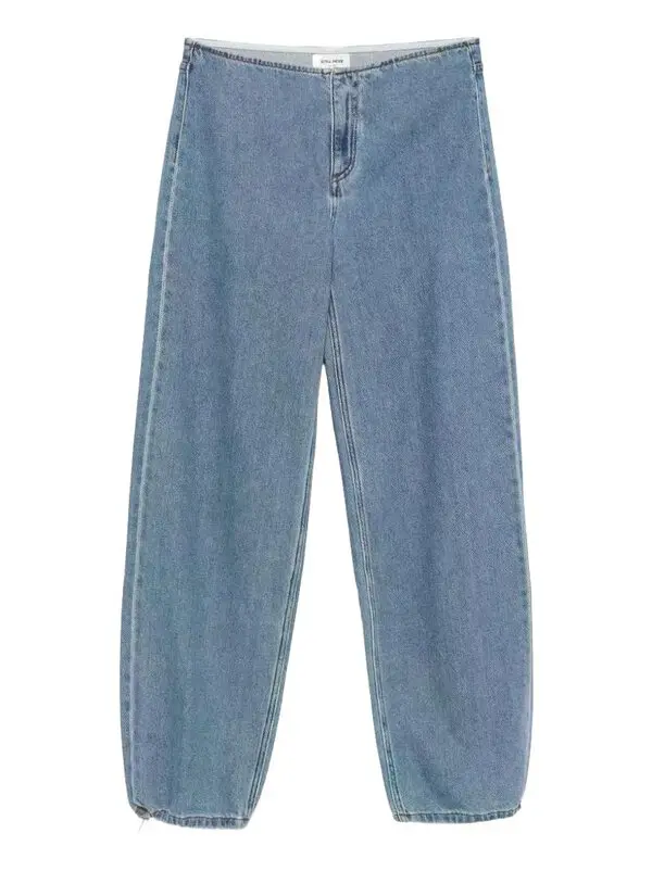 Still Here Drawstring Hem Wide-leg Jeans - Blue