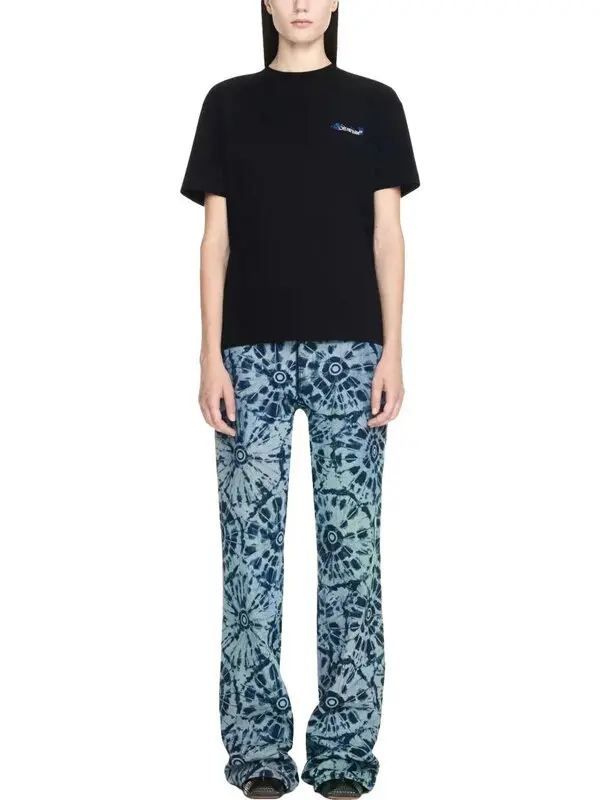 Off-White Floral-embroidered Arrows Cotton T-shirt - Black