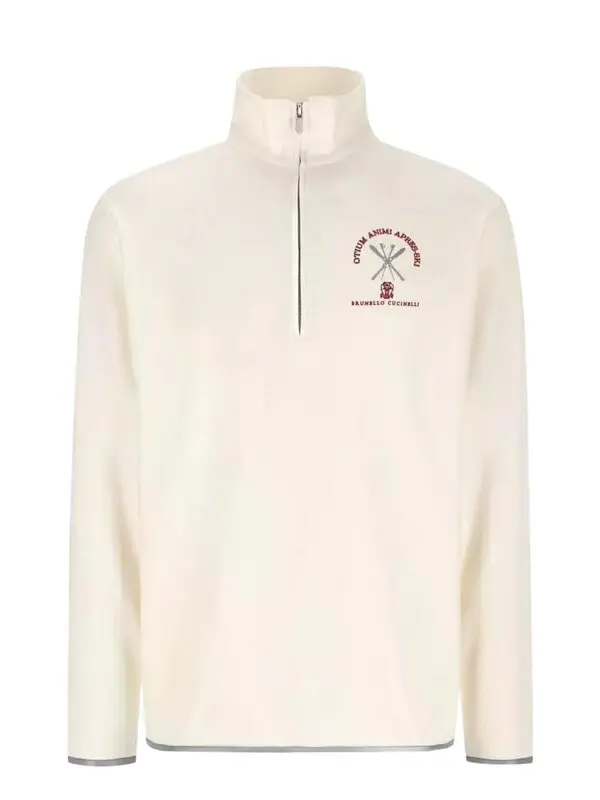 Brunello Cucinelli Embroidered Half-zip Sweatshirt - Neutrals