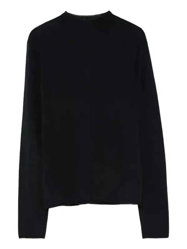 LE PETIT PULLE High-neck Fine Knit Long-sleeved Sweater - Blue