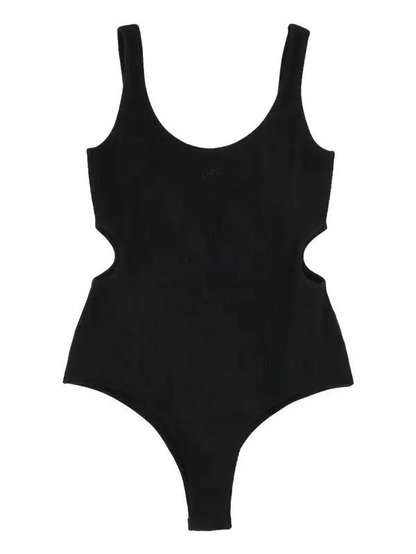 Off-White Cut-out Ribbed Bodysuit - Black