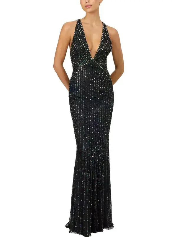 Jenny Packham Atlas Embellished Gown - Black