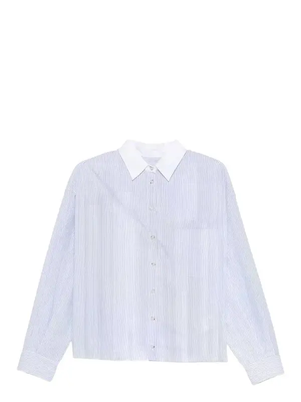 NINE:INTHE:MORNING Vertical-stripe Long-sleeve Cotton Shirt - Blue