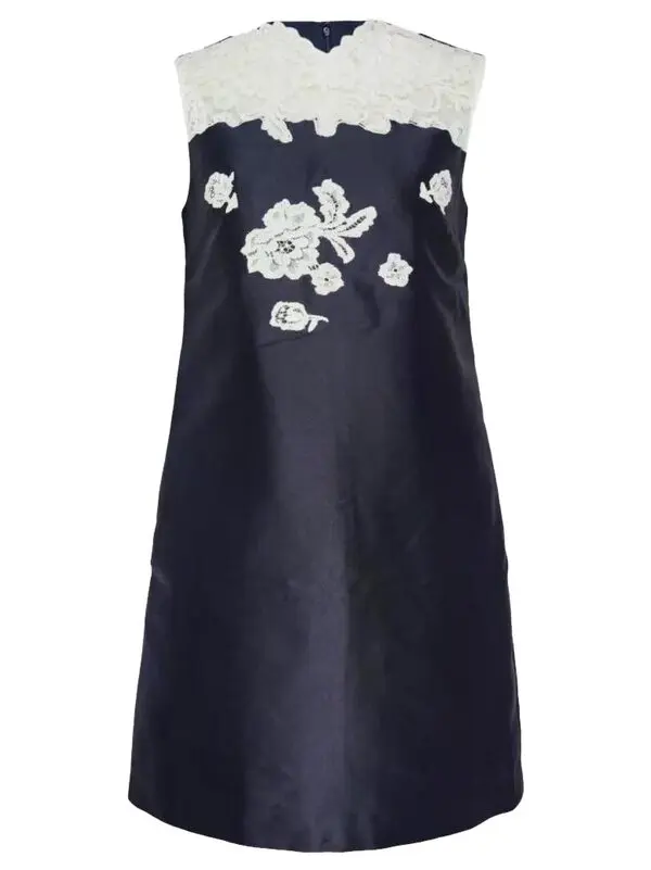 SELF-PORTRAIT Guipure Lace Appliqué Shift Mini Dress - Blue