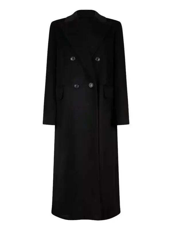 Marina Rinaldi Persona Double-breasted Peak-lapel Coat - Black