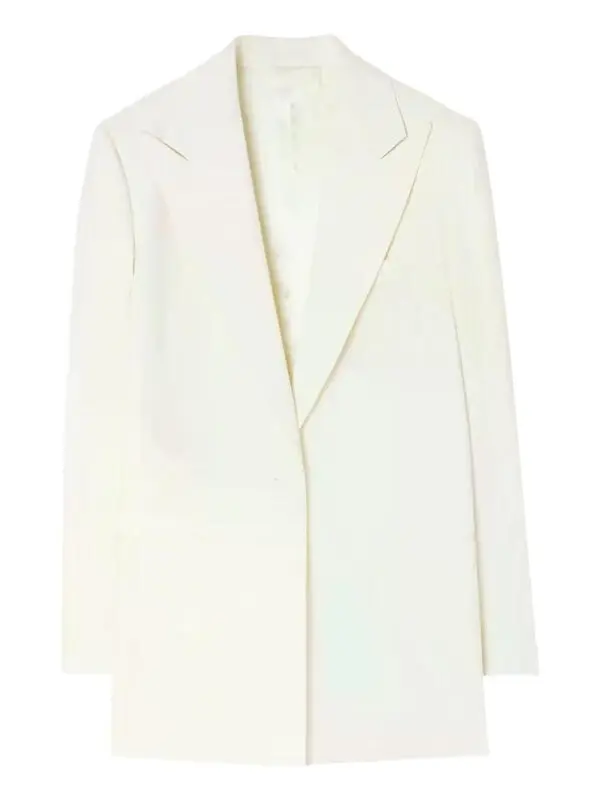 Burberry Pinstriped Wool Tailored Jacket - White