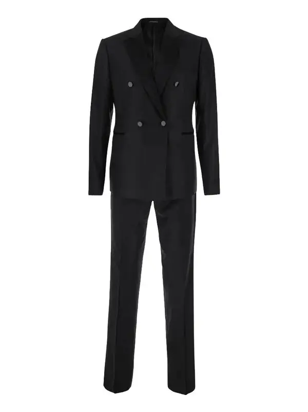 Emporio Armani Double-breasted Peak-lapels Suit - Black