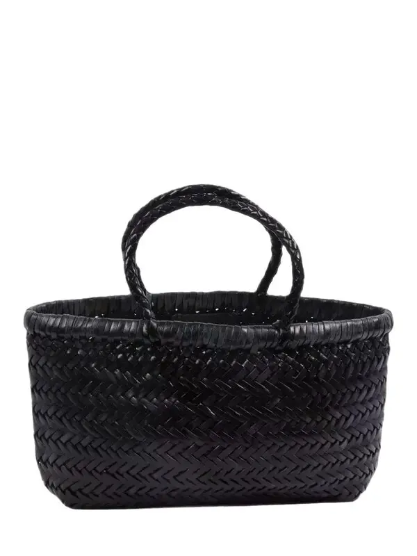 Dragon Diffusion Mini Gora Woven Leather Tote Bag - Black