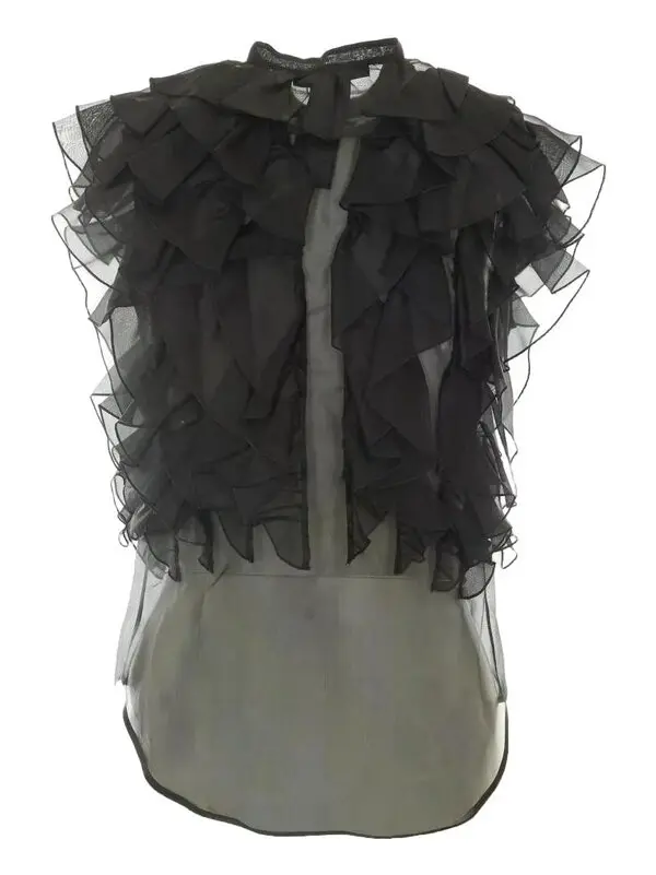 Max Mara Ruffled Silk Shirt - Black