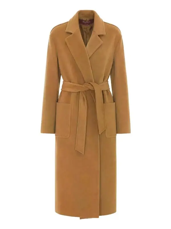 Max Mara Belted Virgin Wool Coat - Brown