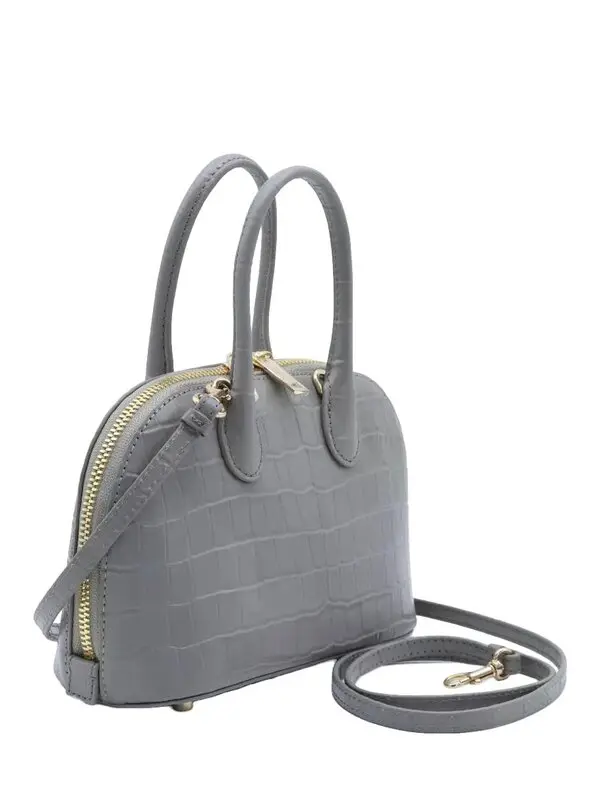 SELF-PORTRAIT Mini Croc-effect Leather Tote Bag - Grey