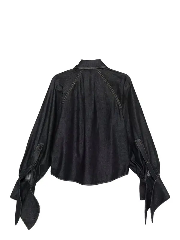 PATOU Knot-sleeve Denim Blouse - Blue