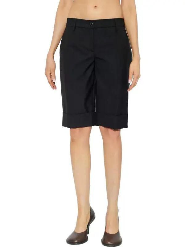 Moschino Turn-up Wool Shorts - Black