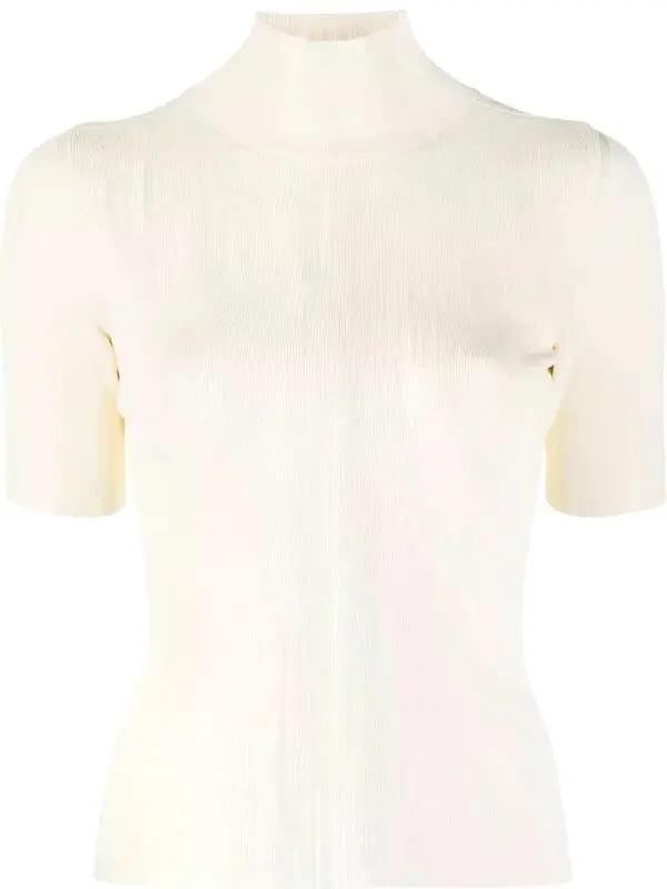 Off-White Logo-debossed Rib-knit Top - Neutrals