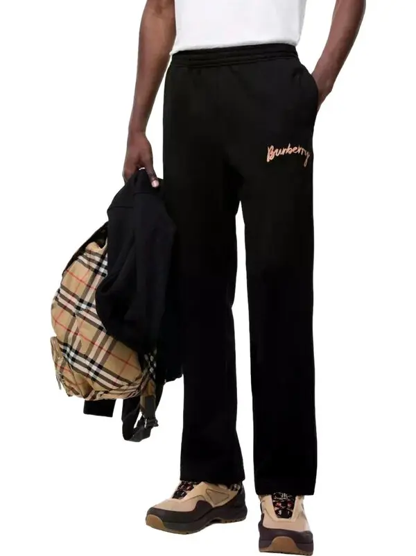Burberry Logo Cotton Track Pants - Black