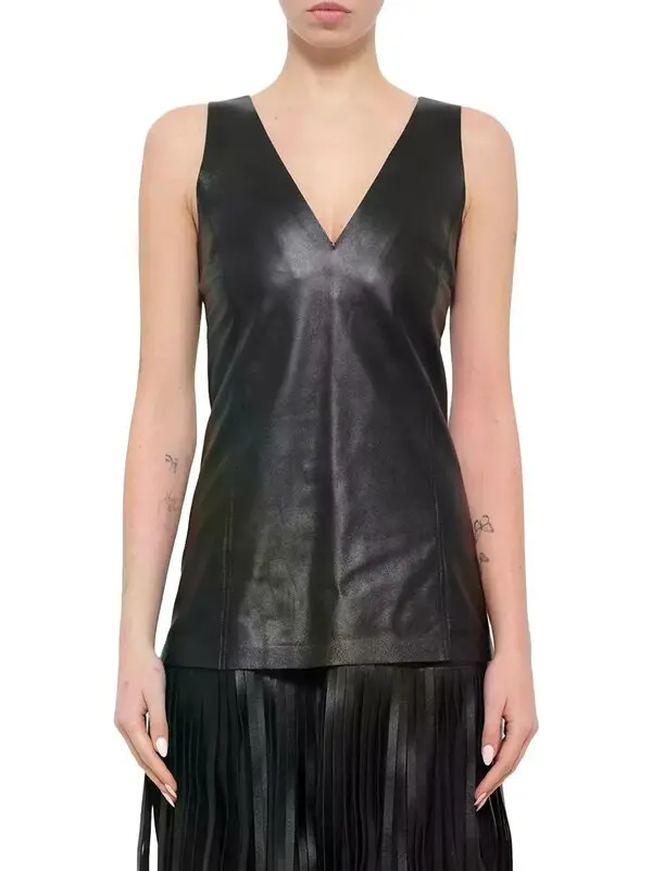 Neil Barrett Fringe-trim Leather Mini Dress - Black