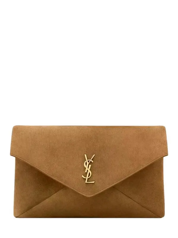 Saint Laurent Large Cassandre Envelope Clutch Bag - Brown