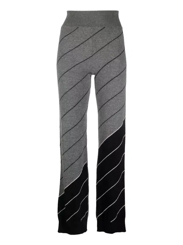 Stella McCartney Diagonal-stripe Wool Flared Trousers - Grey