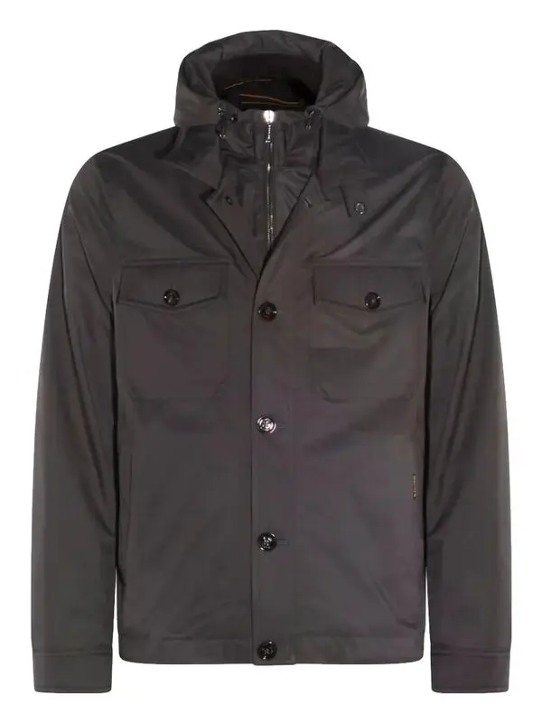 MOORER Buttoned Hooded Jacket - Blue