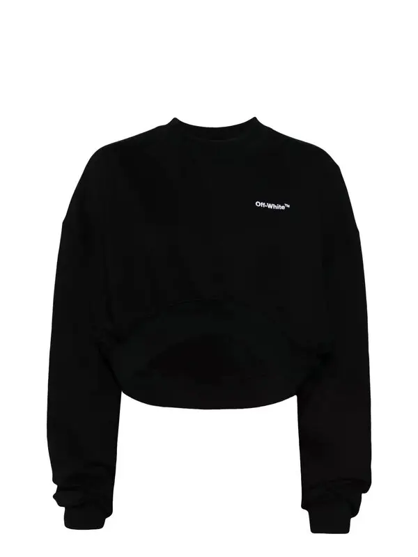 Off-White Cropped Logo Sweatshirt - Black