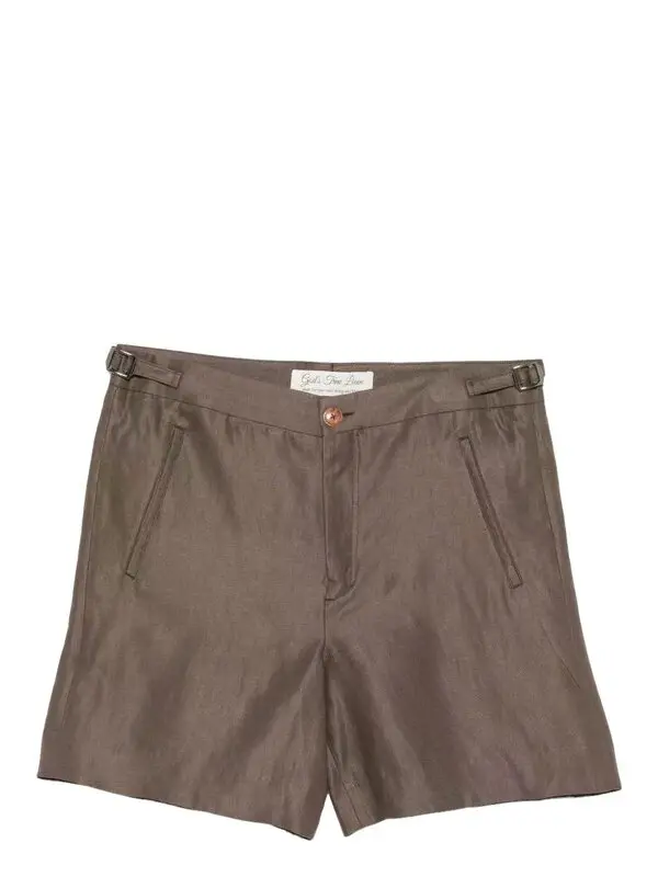 GOD'S TRUE LINEN Side-buckle Shorts - Brown