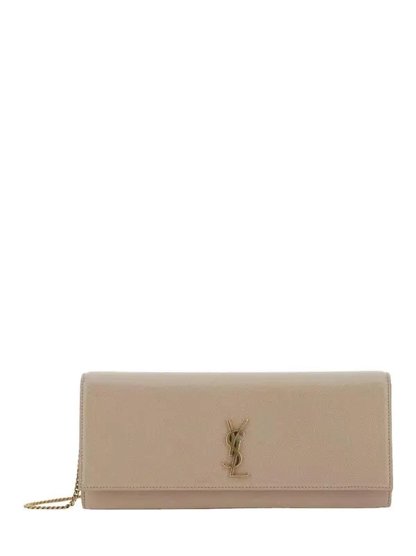 Saint Laurent Kate Logo Clutch Bag - Neutrals