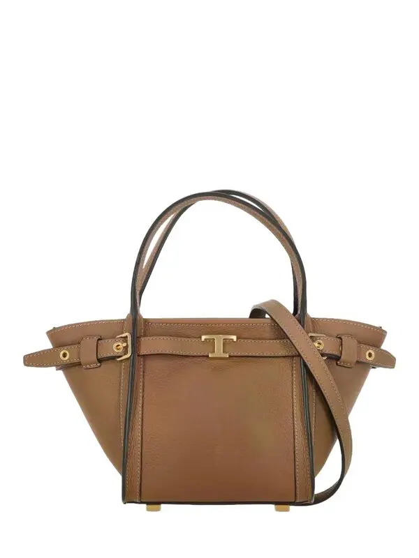TOD'S T Signature Shopping Bag In Leather Mini - Brown