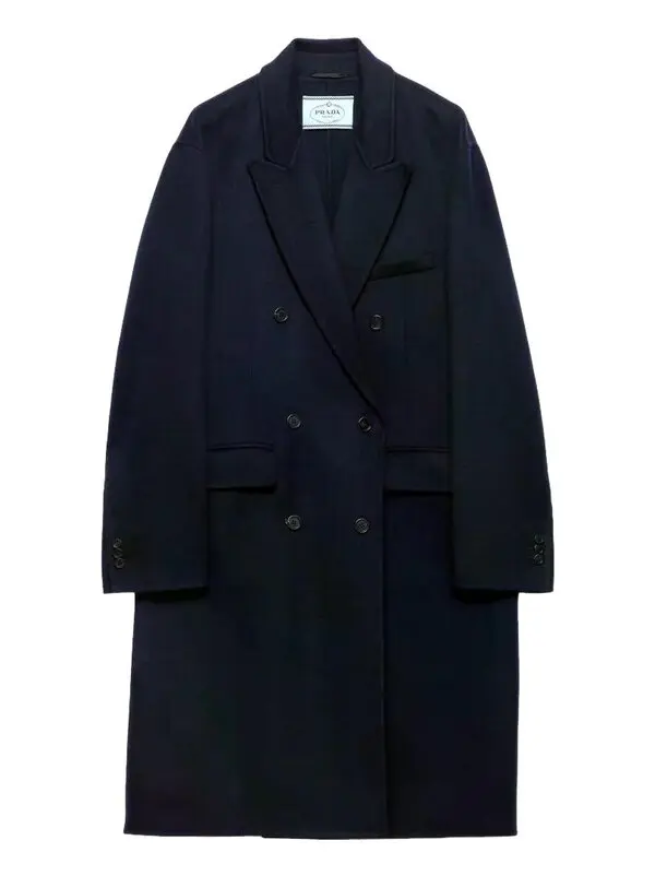 Prada Double-breasted Double Cashwool Coat - Blue