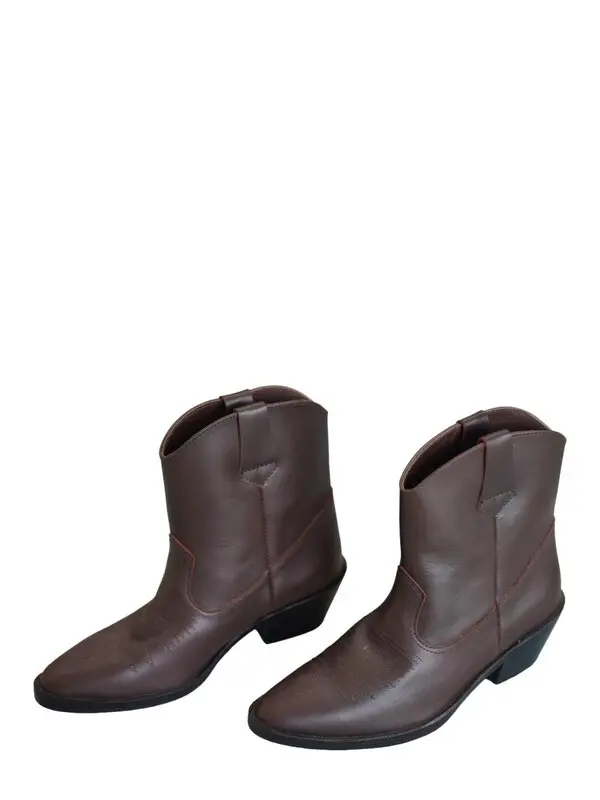 Pink Haley Kamila Cowboy Leather Boots - Brown