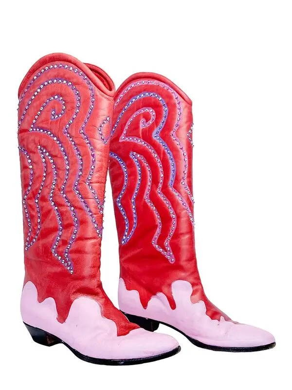 ACID CAT Swirl Sparkle Vintage Boot - Red