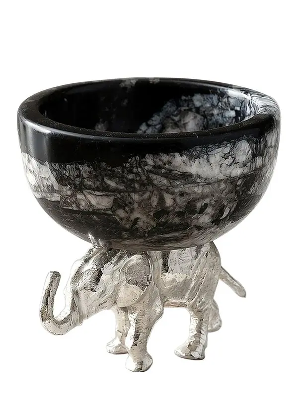 BELS & PEARL Handcrafted Elephant Footed Decorative Bowl - Grey