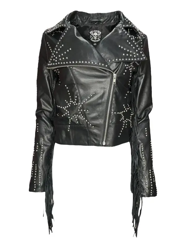 ANY OLD IRON Studded Starburst Leather Jacket - Black/silver