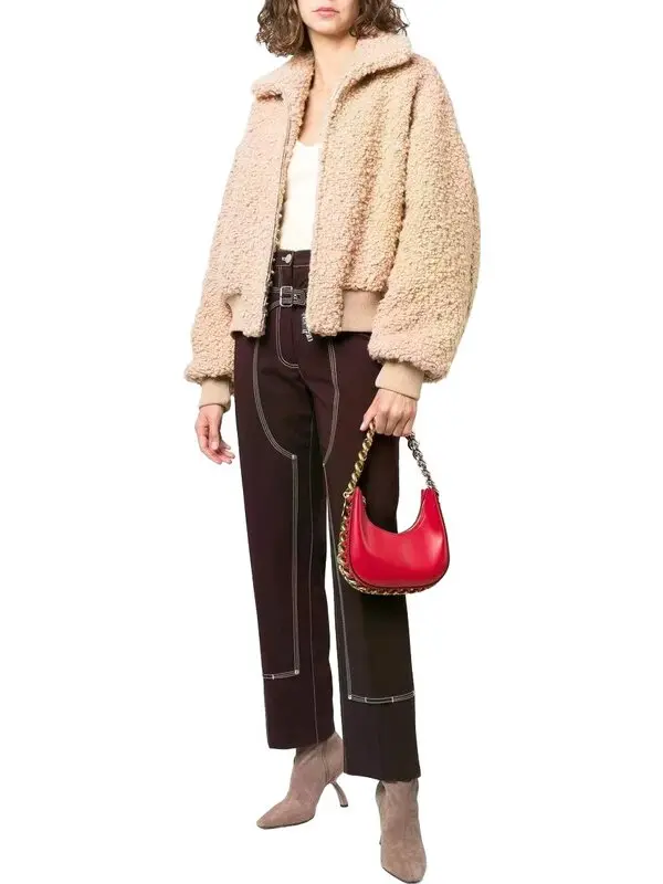 Stella McCartney Softly Textured Cropped Bomber Jacket - Neutrals