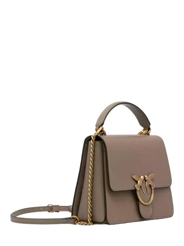 Pinko Love Birds Leather Shoulder Bag - Neutrals