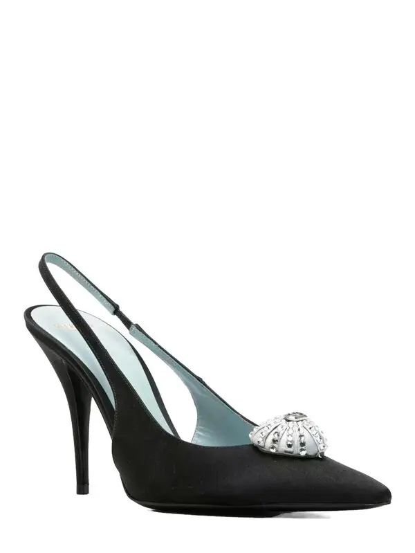 Valentino Garavani Vlogo Signature Embellished Slingback Pumps - Black