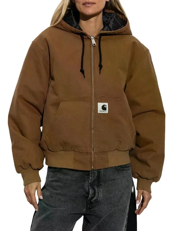 Carhartt Work In Progress Active Logo-patch Drawstring Jacket - Brown