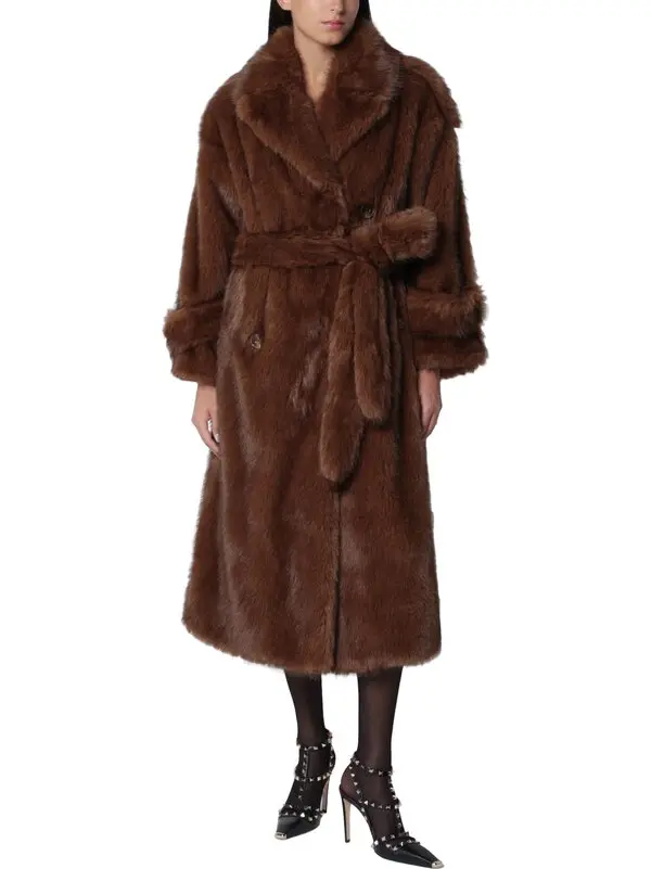 BB COUTURE Farrah Faux Fur Coat - Brown