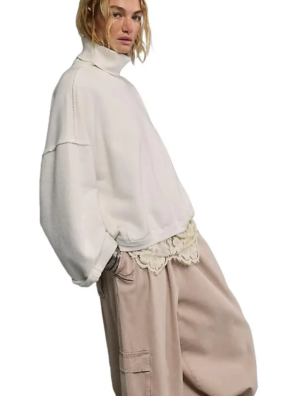 We The Free Mod Funnel Neck Pullover - Clean Ivory