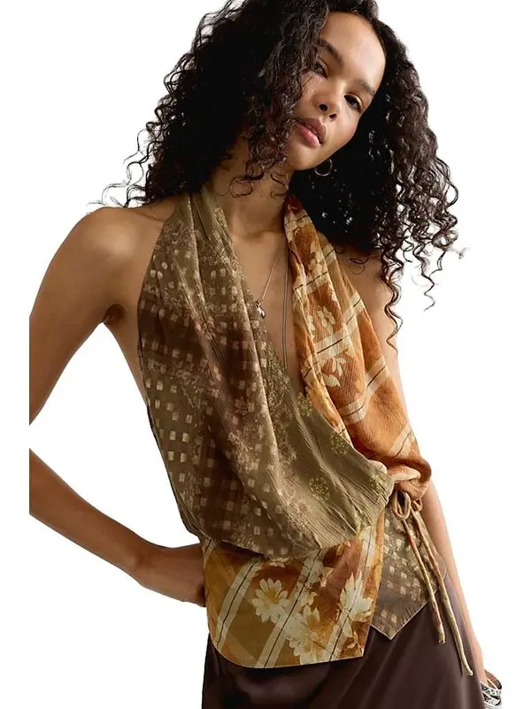 Free People Davie Halter Top - Golden Combo