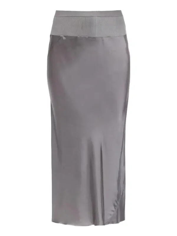 Rick Owens Elasticated-waistband Satin-finish Midi Skirt - Grey